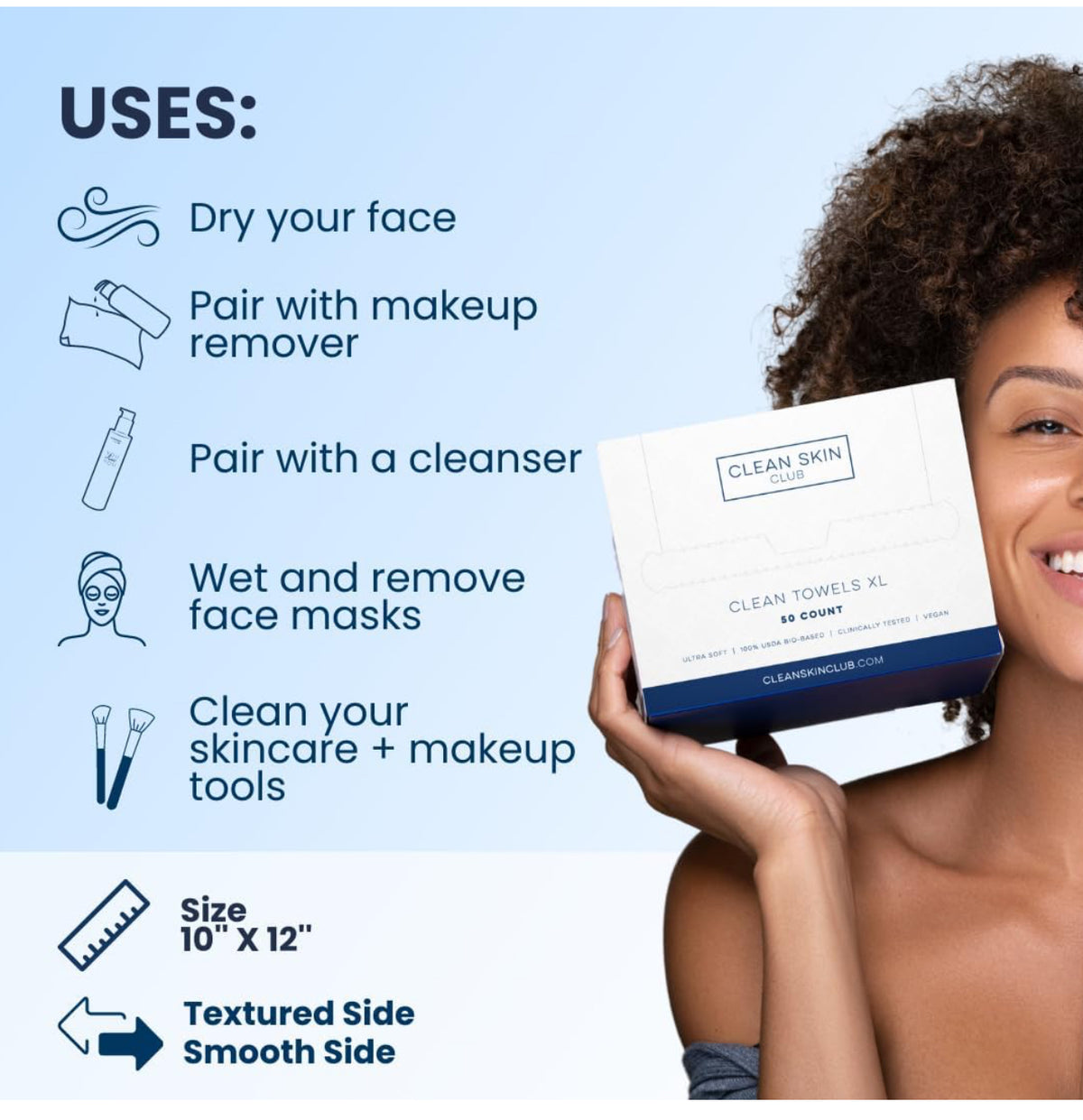 CLEAN SKIN CLUB CLEAN TOWELS XL-50 COUNT | Swanky Beauty Supply