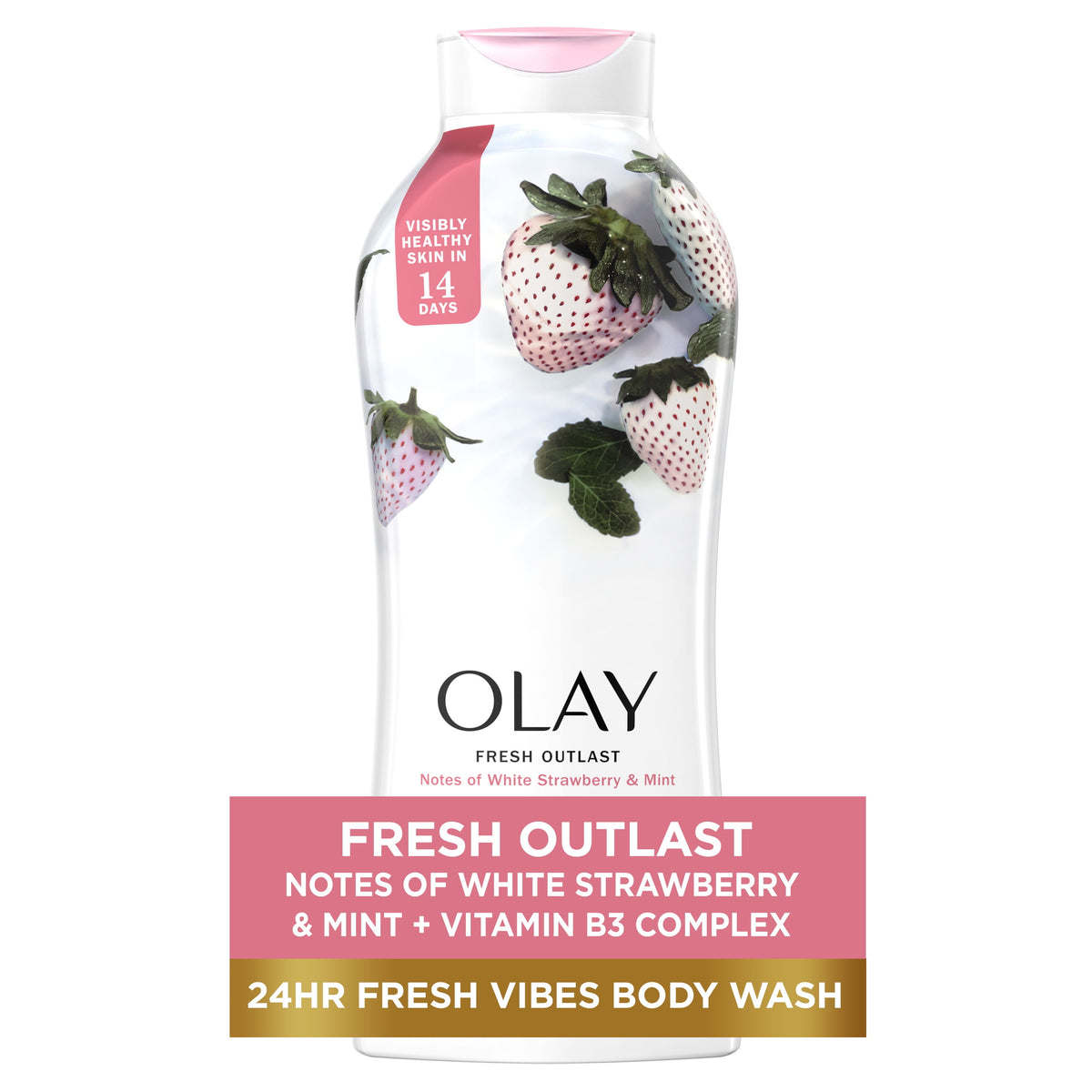 OLAY FRESH OUTLAST STRAWBERRY AND MINT BODY WASH | Swanky Beauty Supply