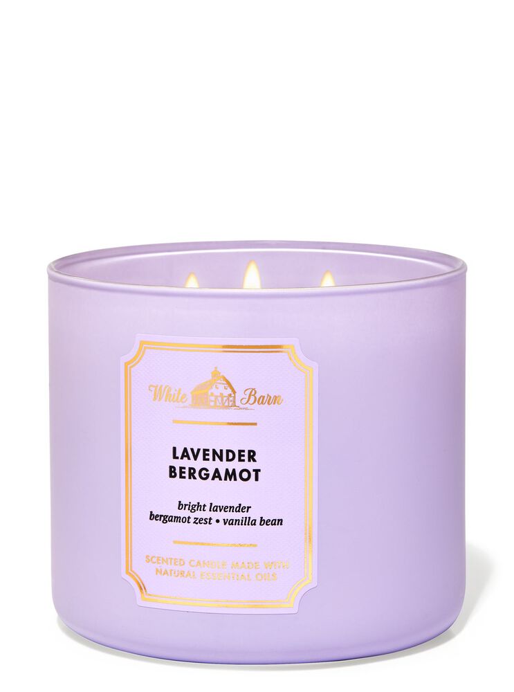 BATH AND BODY WORKS 3 WICK CANDLE LAVENDER BERGAMOT | Swanky Beauty Supply